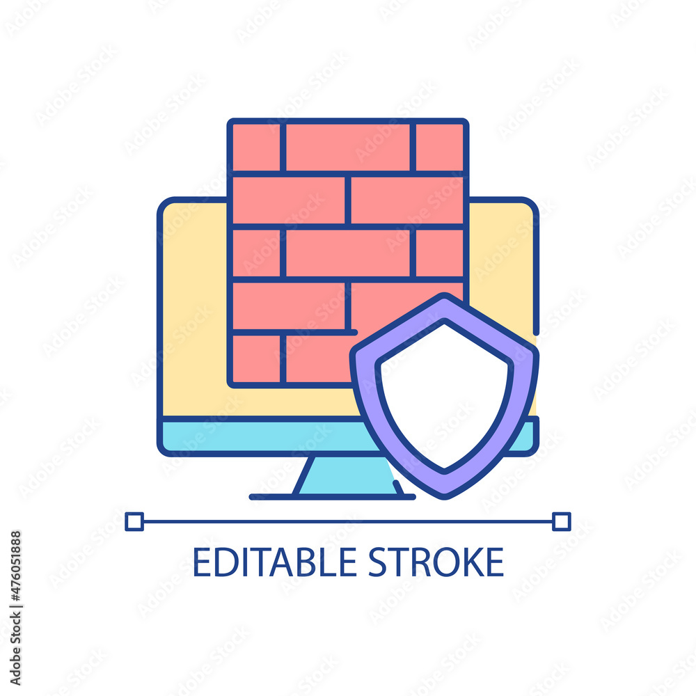 Firewall RGB color icon. Protective software and hardware ...
