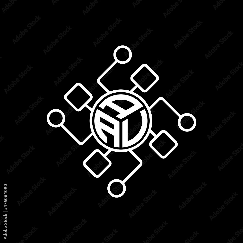 AAV letter logo design on black background. AAV circle letter logo ...
