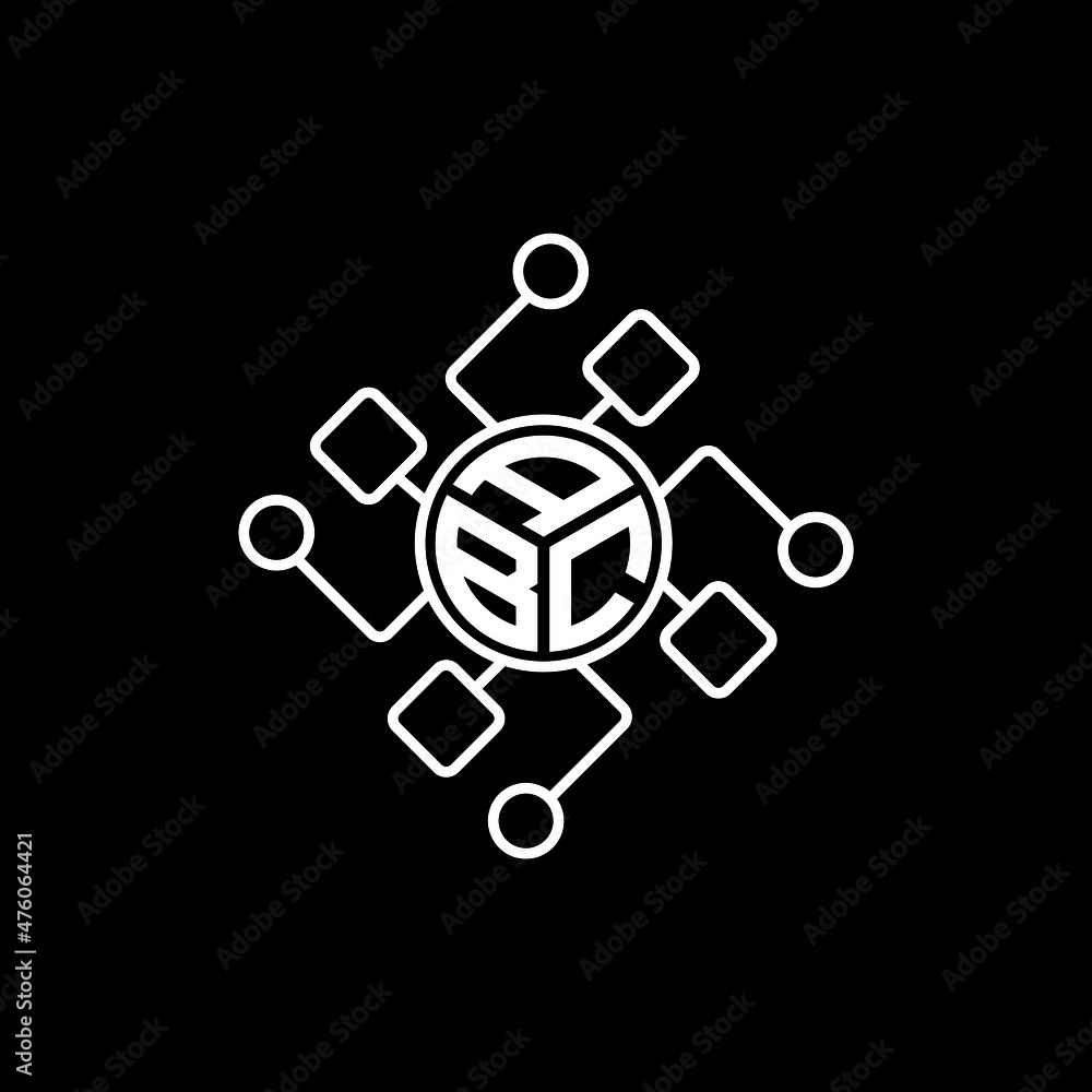 ABC letter logo design on black background. ABC circle letter logo ...