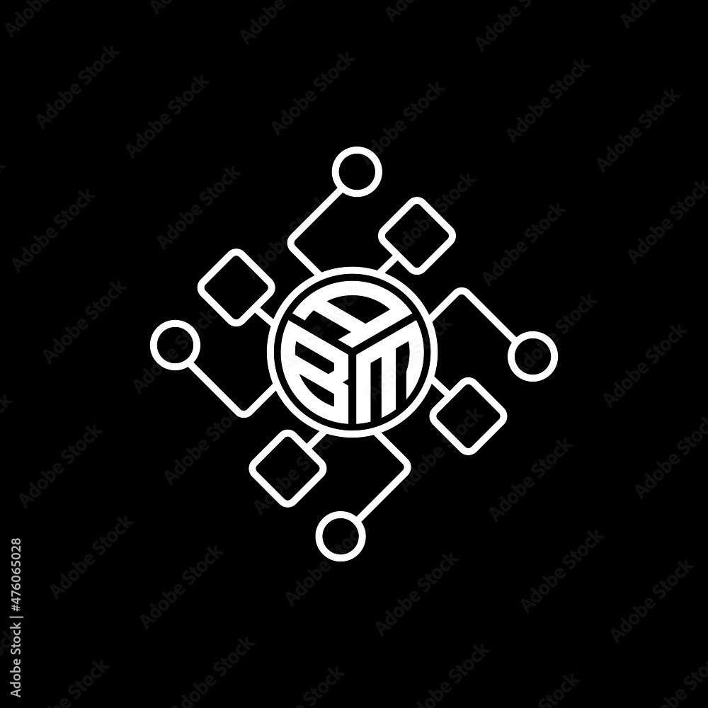 ABM letter logo design on black background. ABM circle letter logo ...
