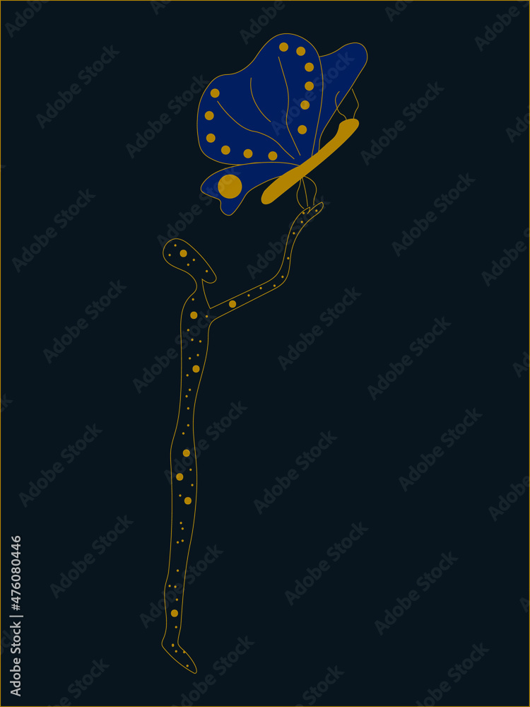 A human and a butterfly. Fairytale illustration. A human has a large ...