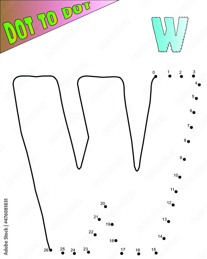 Vetor de W alphabet connect the dots counting number dot to dot games ...