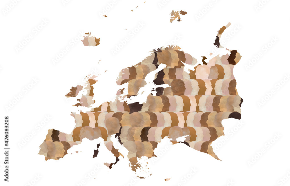 Pattern of a group of diverse people with different skin tones making ...