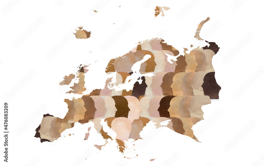 Pattern of a group of diverse people with different skin tones making ...