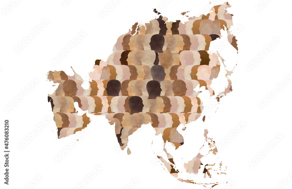 Pattern of a group of diverse people with different skin tones making ...