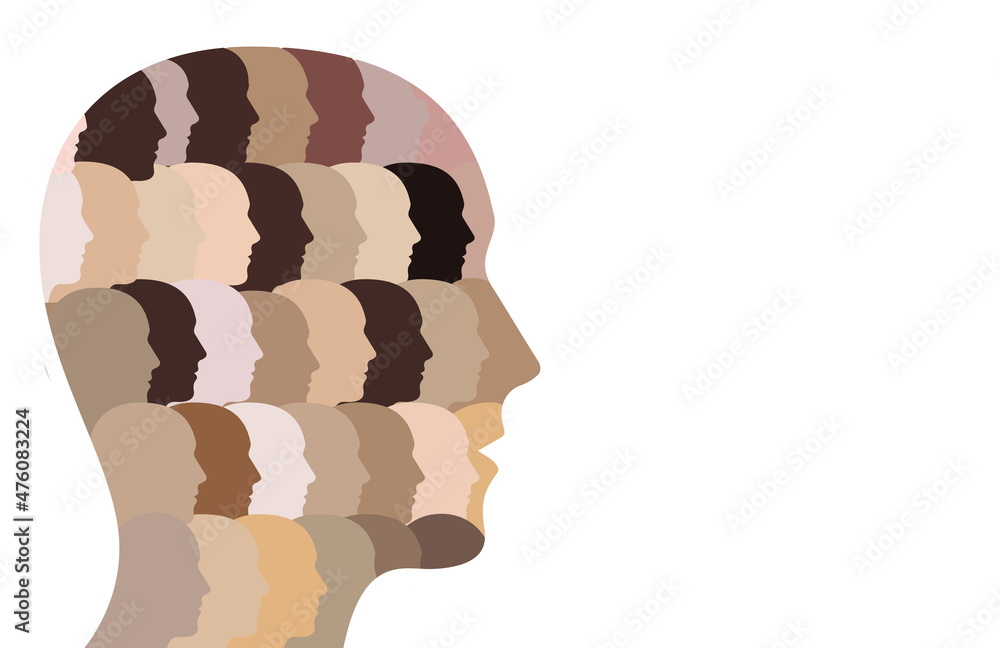 Pattern of a group of diverse people with different skin tones making ...