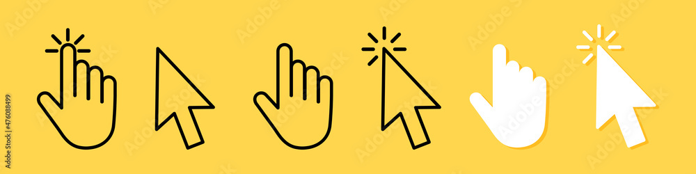 Cursor icon set. Hand cursor sign. Computer mouse pointer. Cursor ...