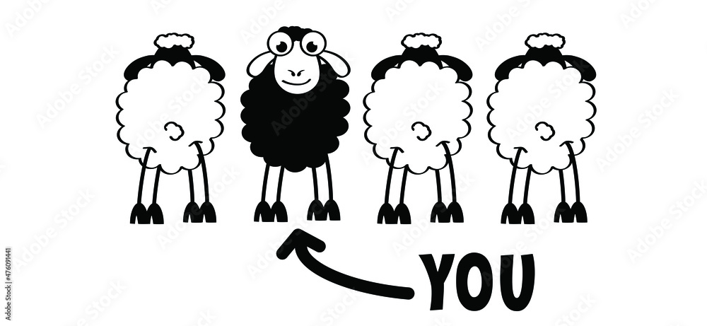 You are the black sheep of the family. Cartoon, comic cute black and ...