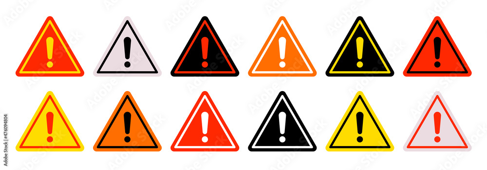 Attention signs set. Isolated symbols on white background. Vector ...