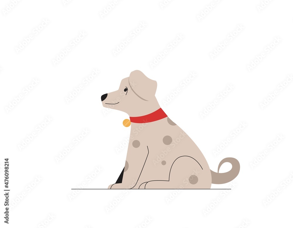 Sitting dog, side view. Vector flat cartoon illustration. Stock Vector ...