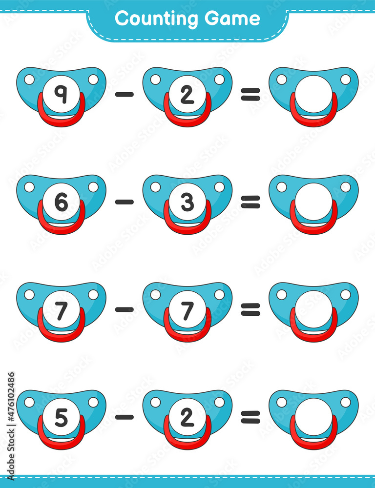 Count and match, count the number of Pacifier and match with the right ...