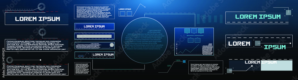 HUD style. Interface elements, UI, GUI. Info boxes hud templates ...