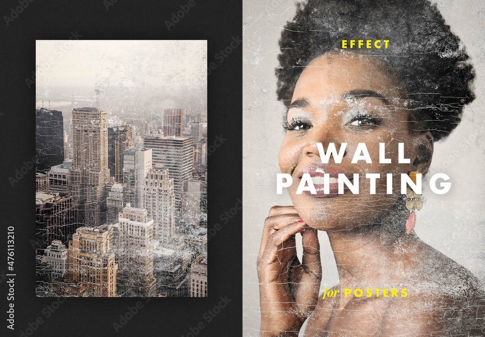 Wall Painting Grunge Poster Photo Effect Mockup Stock Template | Adobe ...
