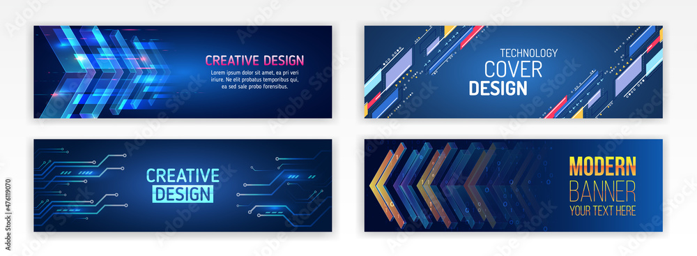 Set of modern banner templates for websites. Abstract social media ...