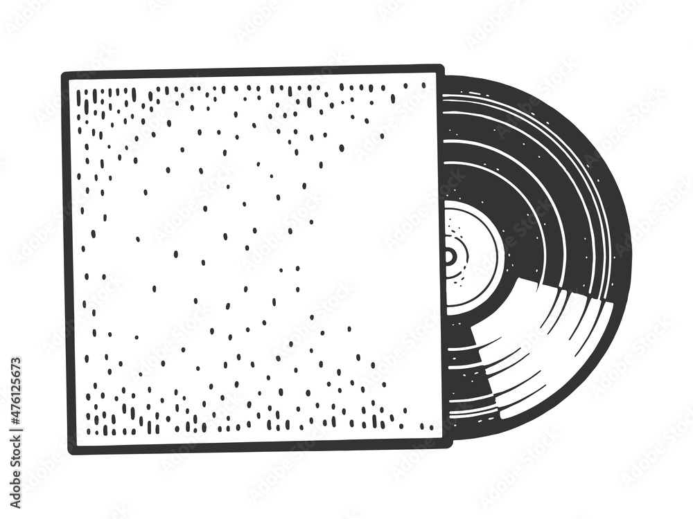 vinyl record in envelope sketch engraving vector illustration. T-shirt ...
