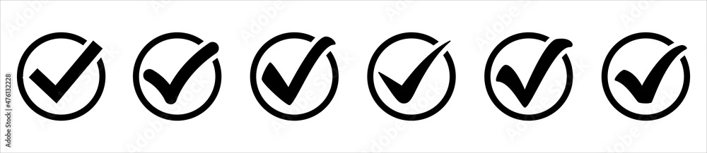 Vetor de Check mark circle icon set. Tick or check mark circle approved ...