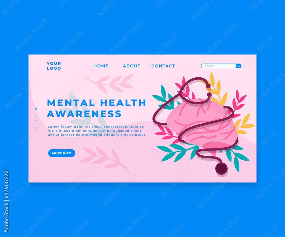 world mental health day. flat mental health landing page concept ...