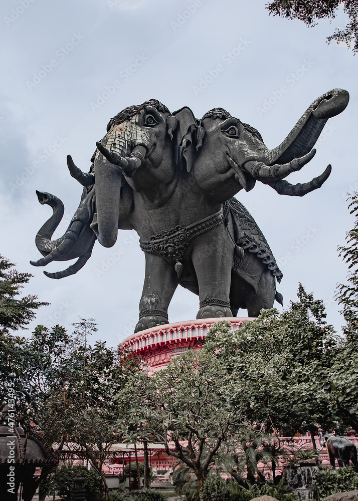 Famous giant elephant statue in the Erawan Museum Stock Photo | Adobe Stock