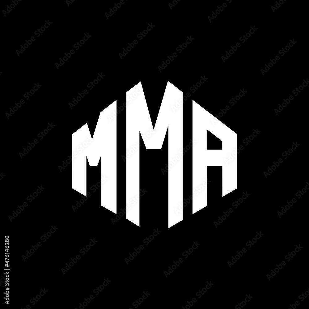 MMA letter logo design with polygon shape. MMA polygon and cube shape ...