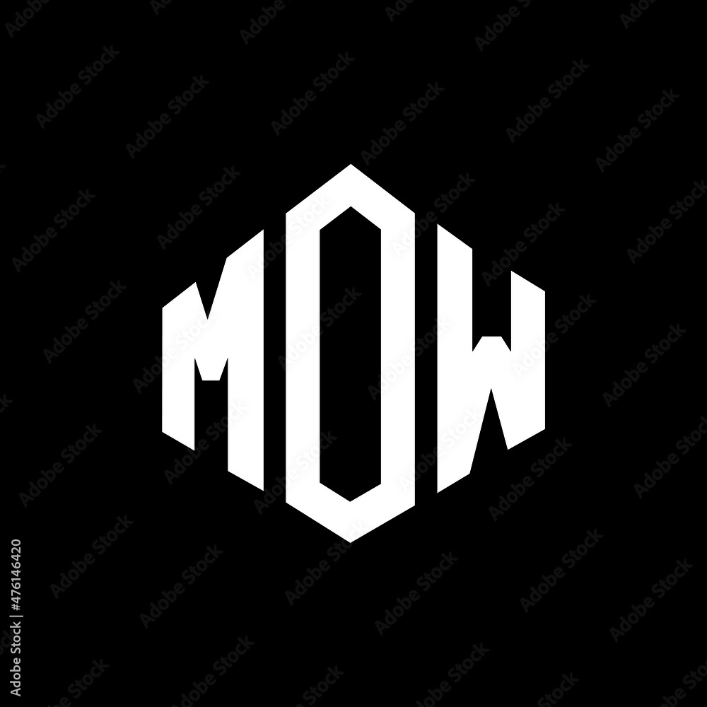 MOW letter logo design with polygon shape. MOW polygon and cube shape ...