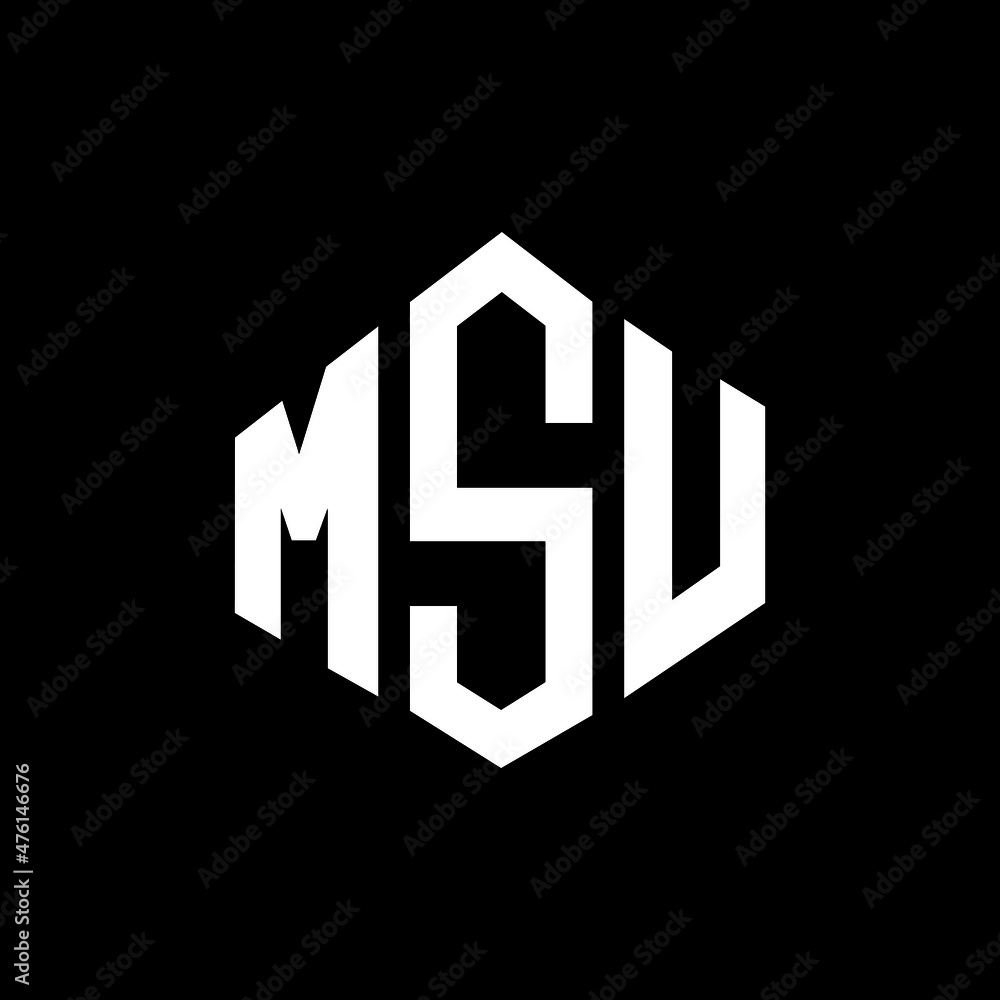 MSU letter logo design with polygon shape. MSU polygon and cube shape ...