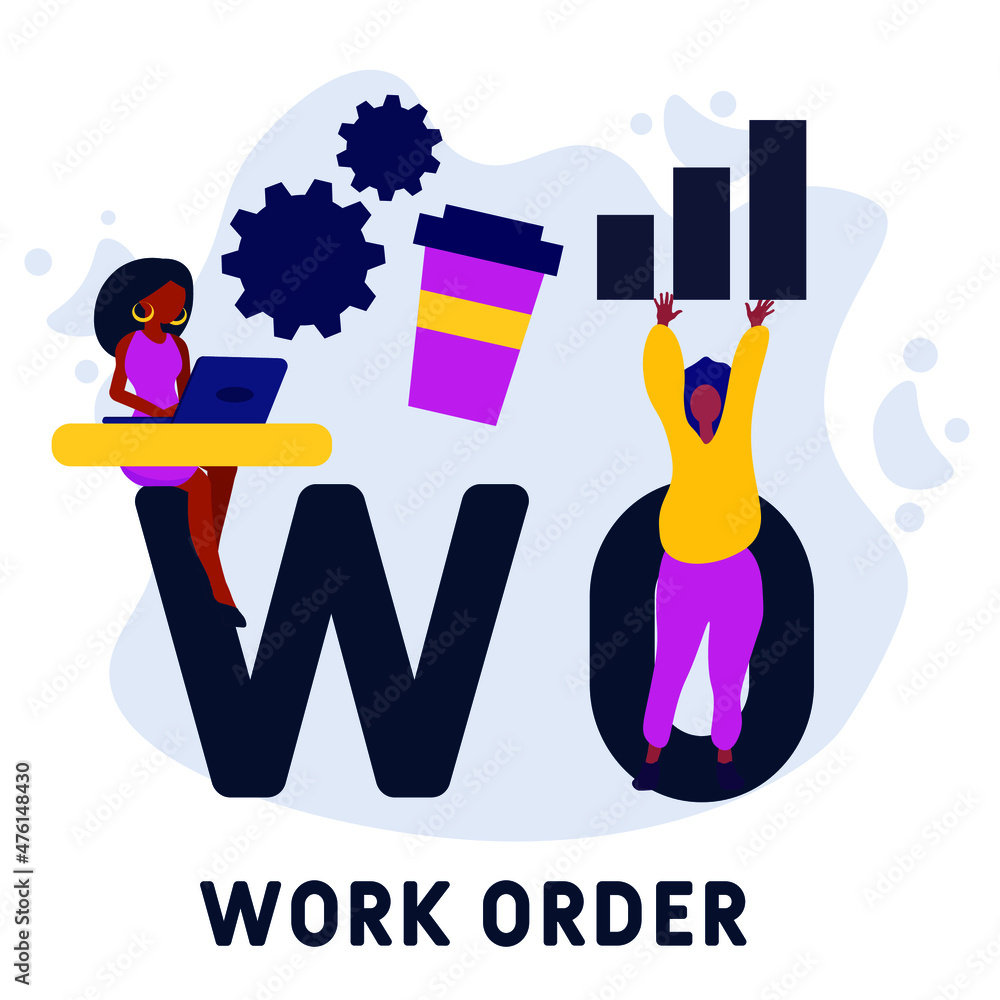 WO - Work Order acronym. business concept background. vector ...