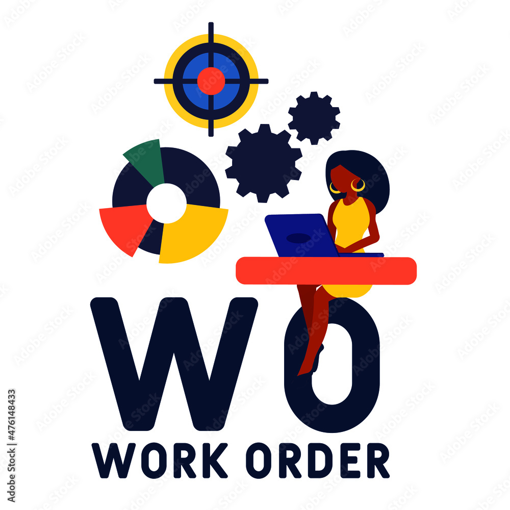 WO - Work Order acronym. business concept background. vector ...