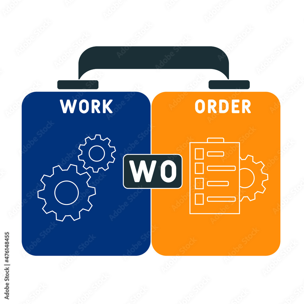 WO - Work Order acronym. business concept background. vector ...