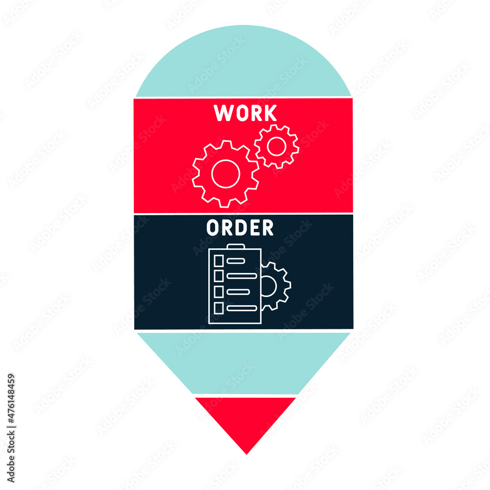 WO - Work Order acronym. business concept background. vector ...
