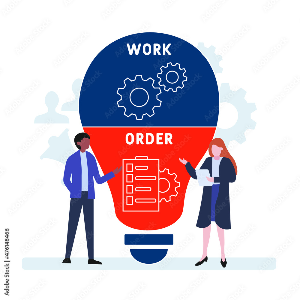 WO - Work Order acronym. business concept background. vector ...
