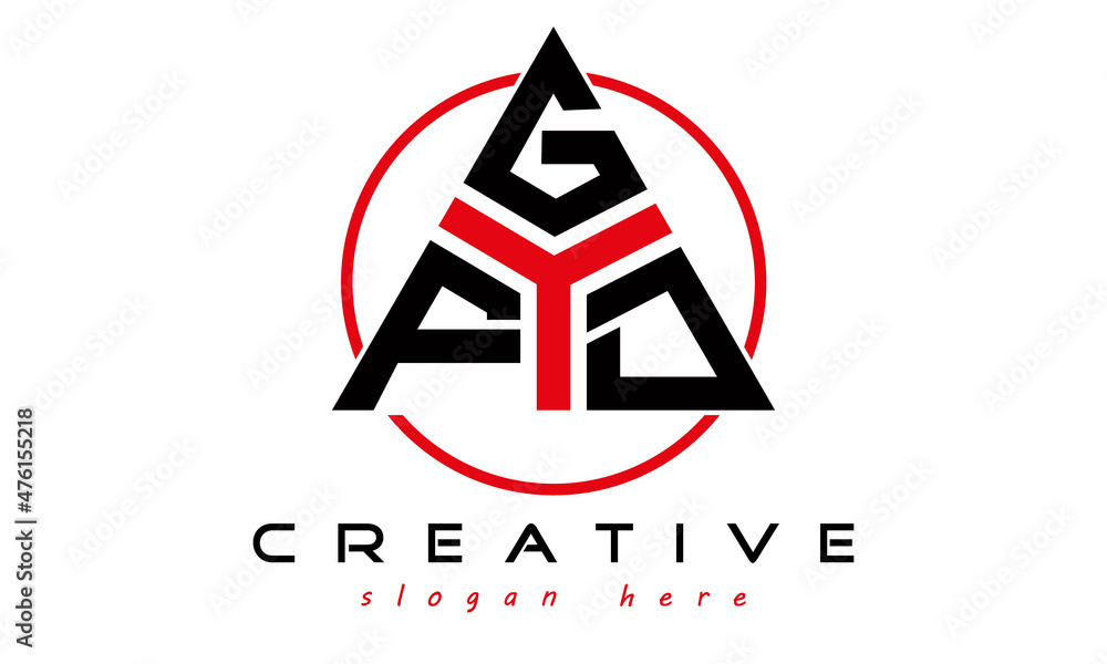 triangle badge with circle FGD letter logo design vector, business logo ...