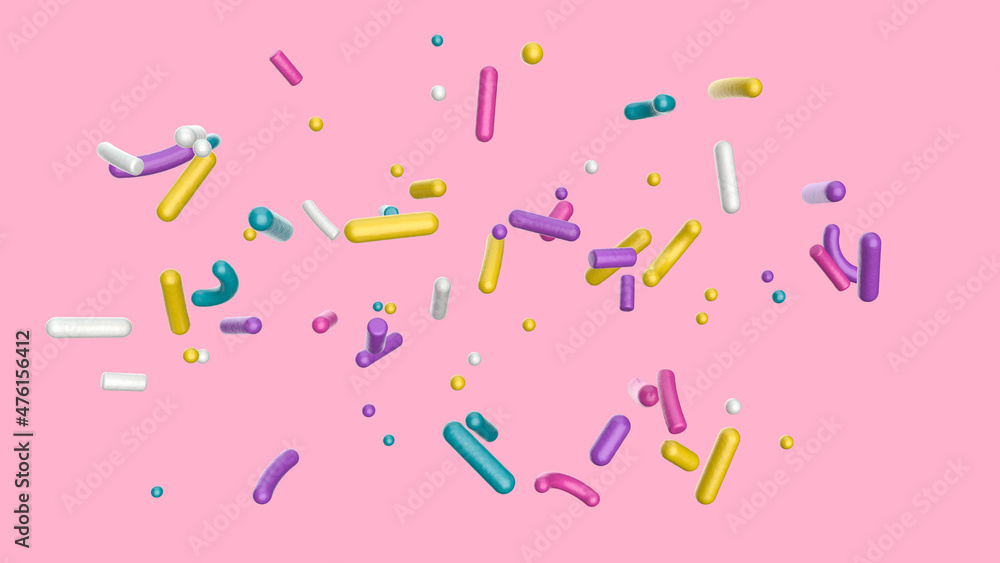 Sprinkle scatter on pink background 3d illustration Stock Illustration ...