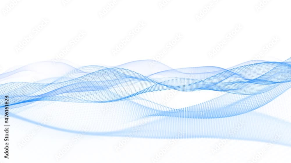 Digital colorful gradient particle line wave animation on white ...