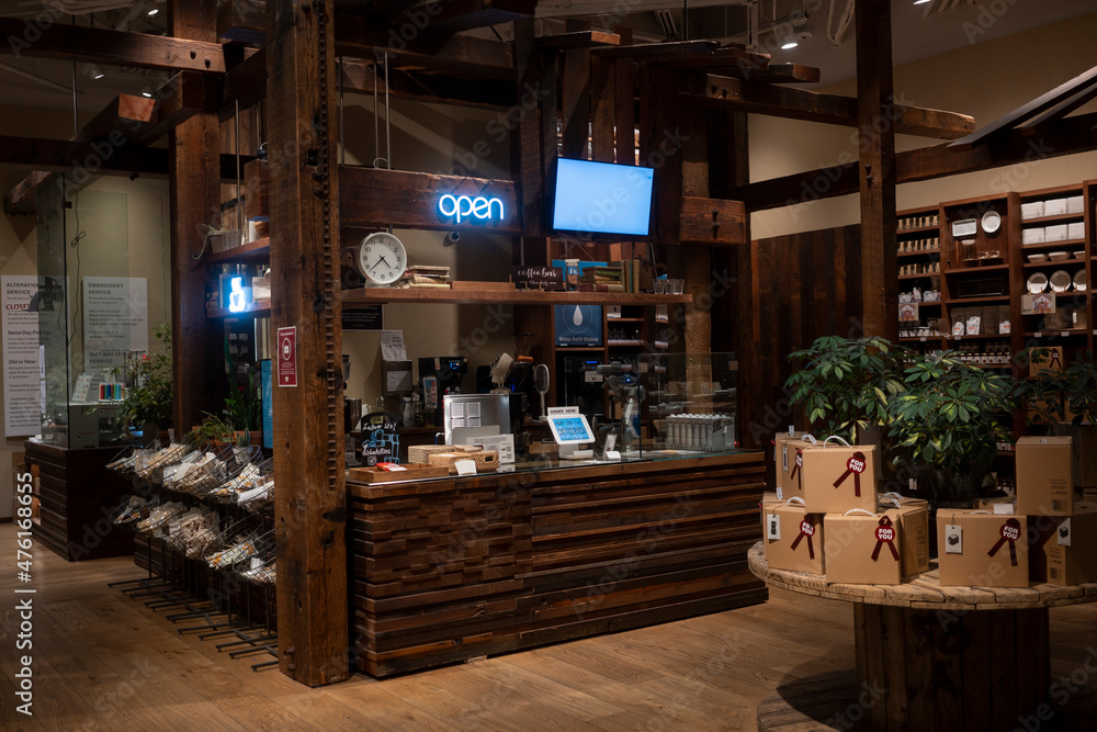 Portland, OR, USA - Nov 24, 2021: The coffee bar in the MUJI store in ...