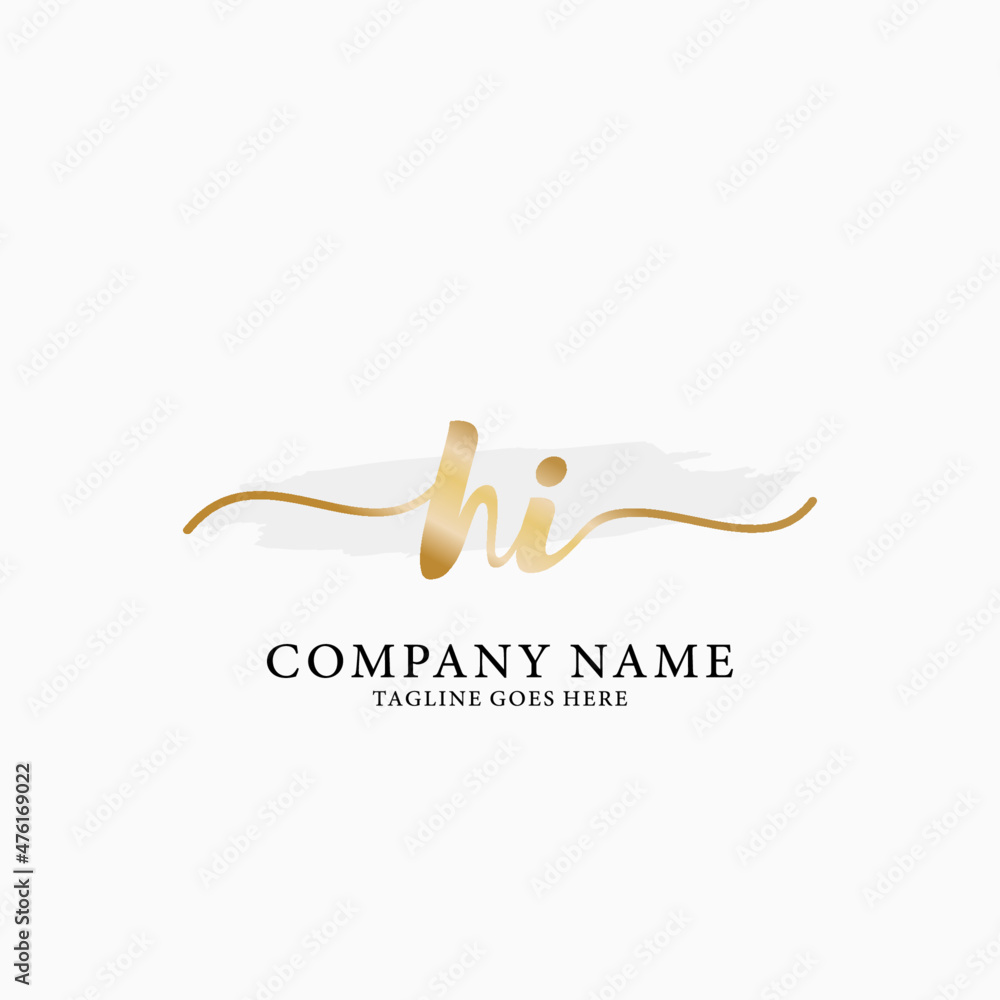 Initial Handwriting With Brush Template Letter HI Stock Vector | Adobe ...