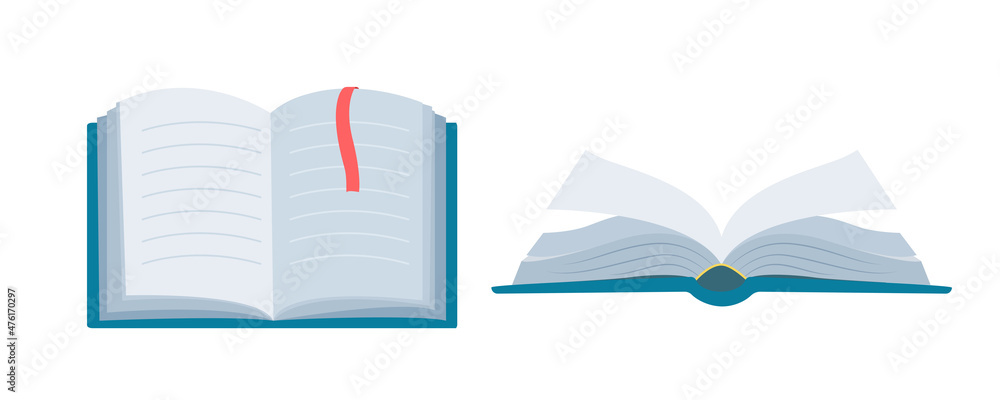 Book set. Front and side views. Vector illustration in flat style Stock ...