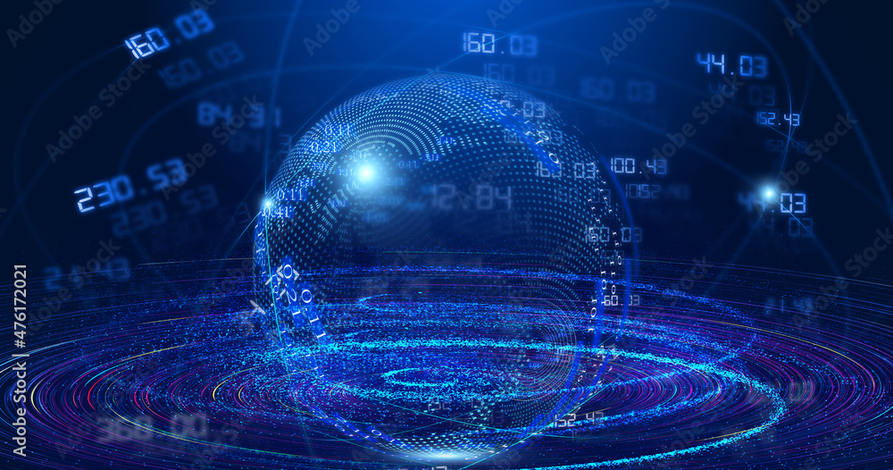 Dark blue cosmic vortex Digital Earth Internet technology big data ...