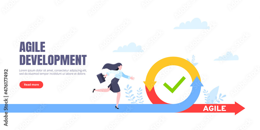 Agile development methodology business concept flat style design vector ...