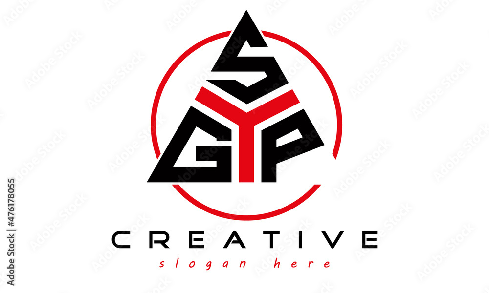 triangle badge with circle GSP letter logo design vector, business logo ...