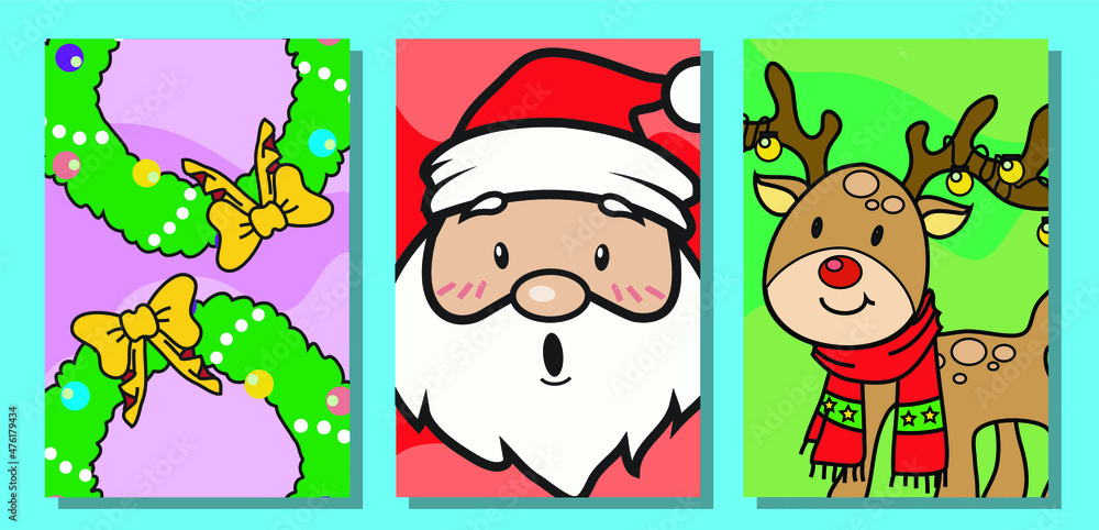 Vetor de Cute Unicorn Christmas flashcards set. Unicorn flashcards ...