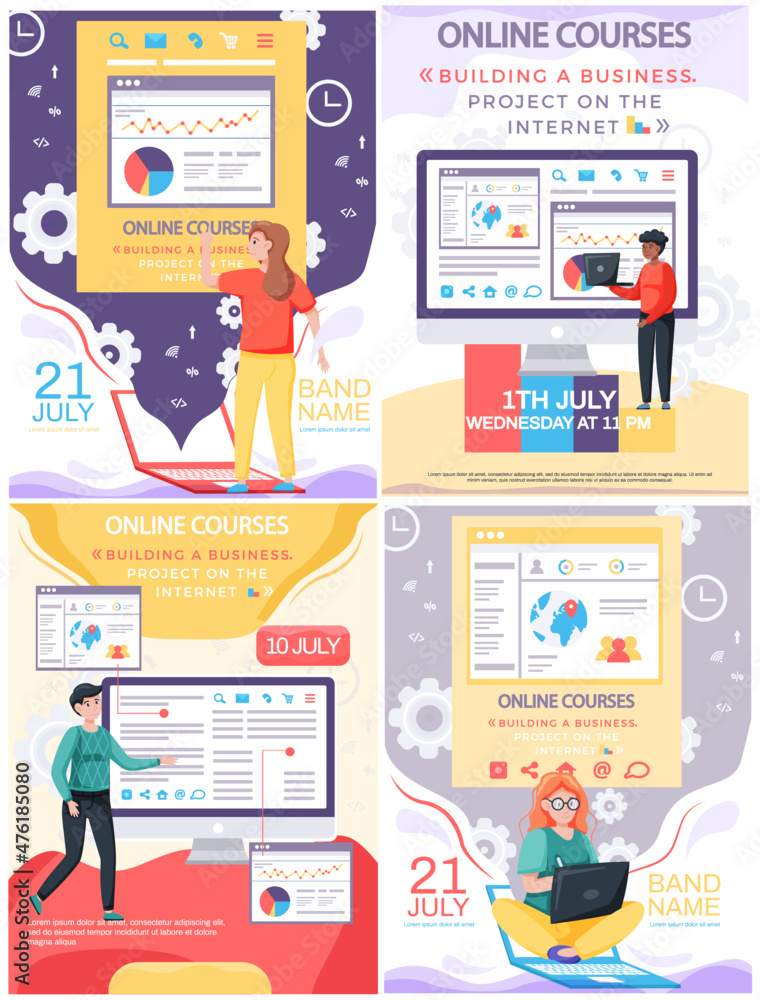 Online education or business training banner. Video course on ...