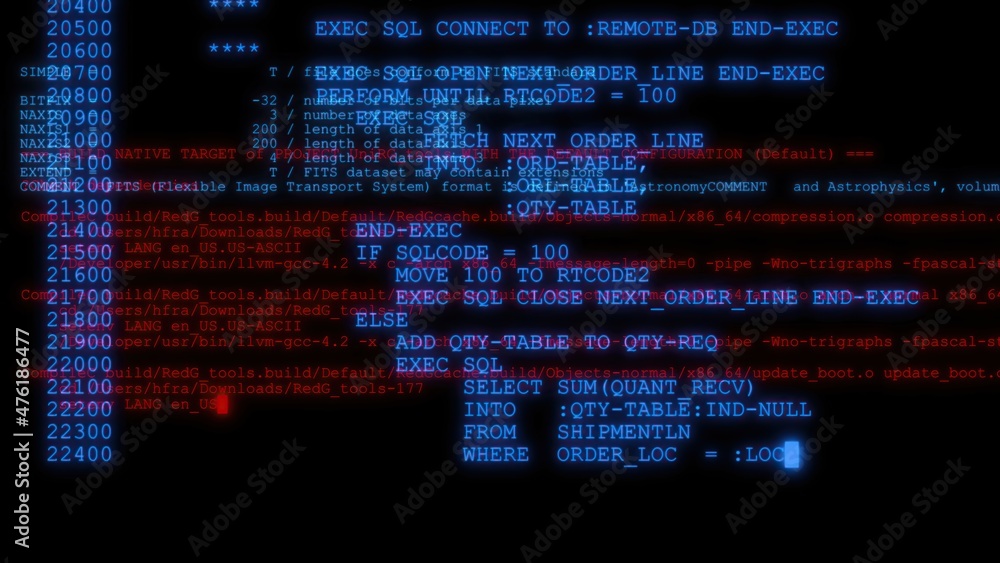 3d illustration - Hacker code running down a computer screen terminal ...