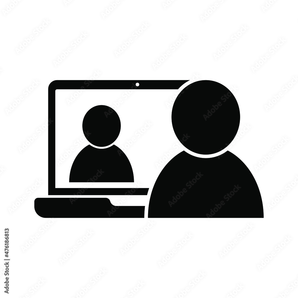 Meeting webinar icon isolated on white background, black and white ...