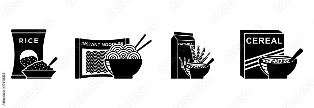 carbohydrate foods icon set, carbohydrate foods vector set sign symbol ...
