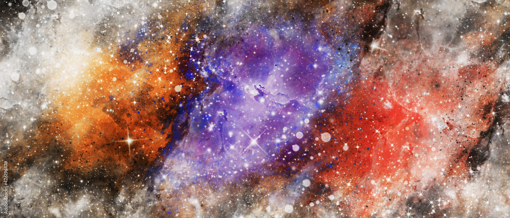 Vector cosmic watercolor illustration. Colorful space background with ...