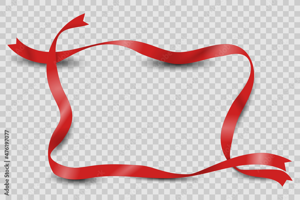 red wavy ribbon frame on transparent background. vector illustration ...