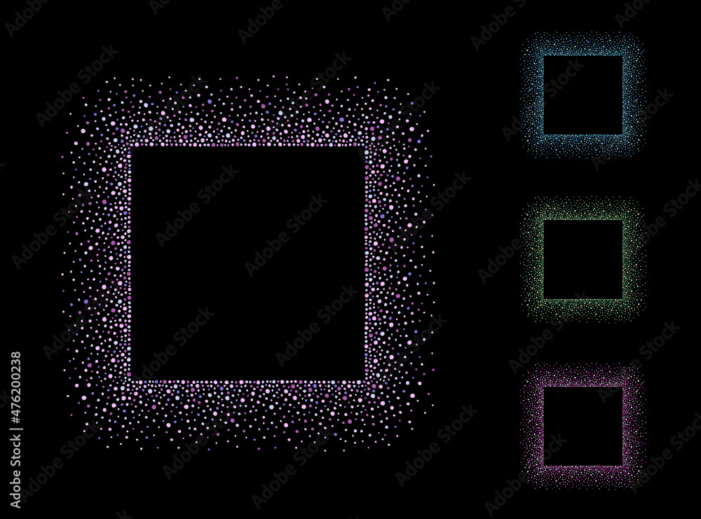 Set, collection of colorful square dot frames. Rectangle frame made of ...