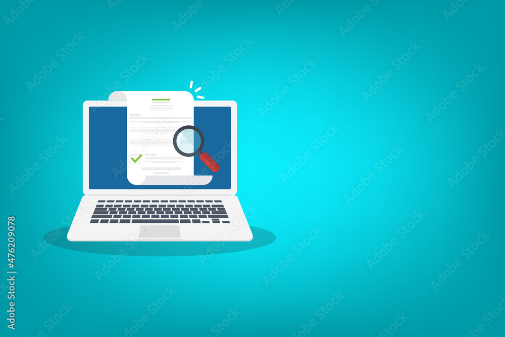 Online digital document inspection or assessment evaluation on laptop ...