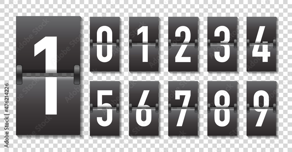 Plakat Countdown with turn over numbers. Counter of timer. Clock ...