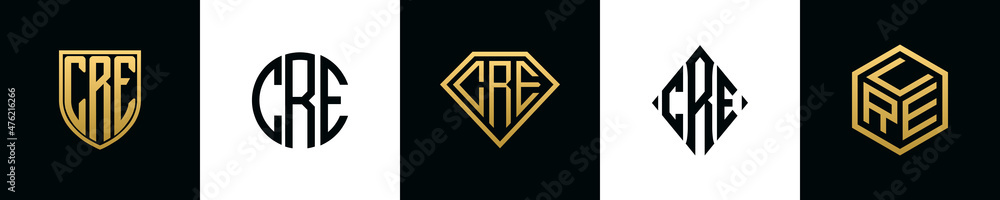 Initial letters CRE logo designs Bundle Stock Vector | Adobe Stock